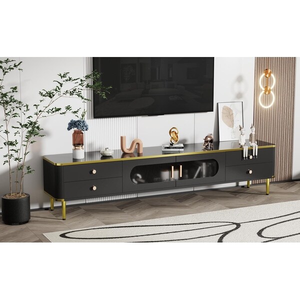 Modern Black TV Stand TV Cabinet Media Console Table for 65 Inch TV 74.00 x 13.80 x 15.70 On Sale Bed Bath Beyond 39594377
